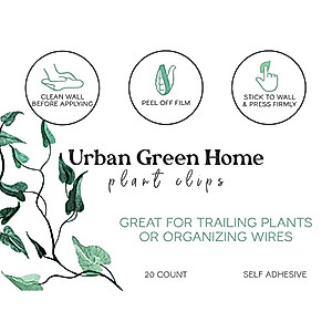 Urban Green Home Plant Clips with Pre-Applied Adhesive Pads for Climbing and Hanging Plants to Walls Invisible Leaf Design 20 Count