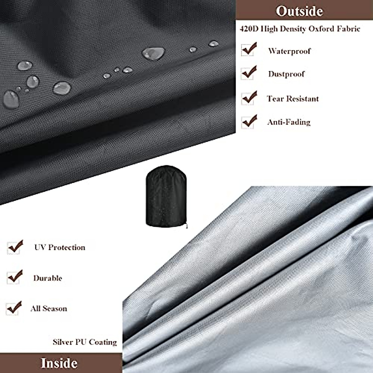 Flymer Charcoal Grill Cover Round Waterproof BBQ Grill Cover 30 Inch for Weber Charcoal Grill