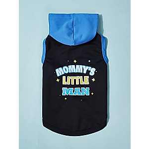 QWINEE Mom Boy Dog Hooded Tank Tops Letter Print Cat Puppy Hoodie Vest Sleeveless Pullover Dog Shirt Stretchy Pet Clothes for Small Medium Large Cats Dogs Kitten Blue M