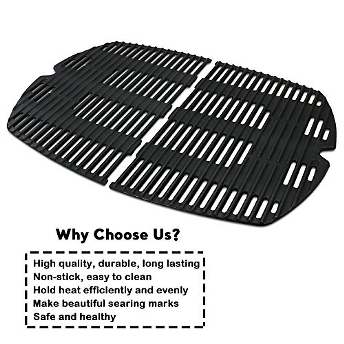 Uniflasy 7646 Cooking Grates for Weber Q300 Q320 Q3000 Q3200 Series Gas Grills Grill Parts Cast Iron Grill Grates Replacement for Weber Q300 2 Pack