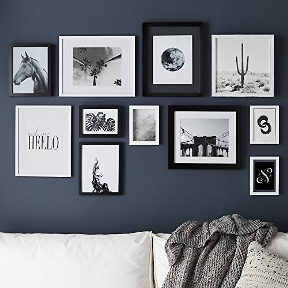 Americanflat 11x14 Black Picture Frame - Displays 8x10 With Mat or 11x14 Without Mat - Composite Wood with Shatter Resistant Glass - Horizontal and Vertical Formats for Wall