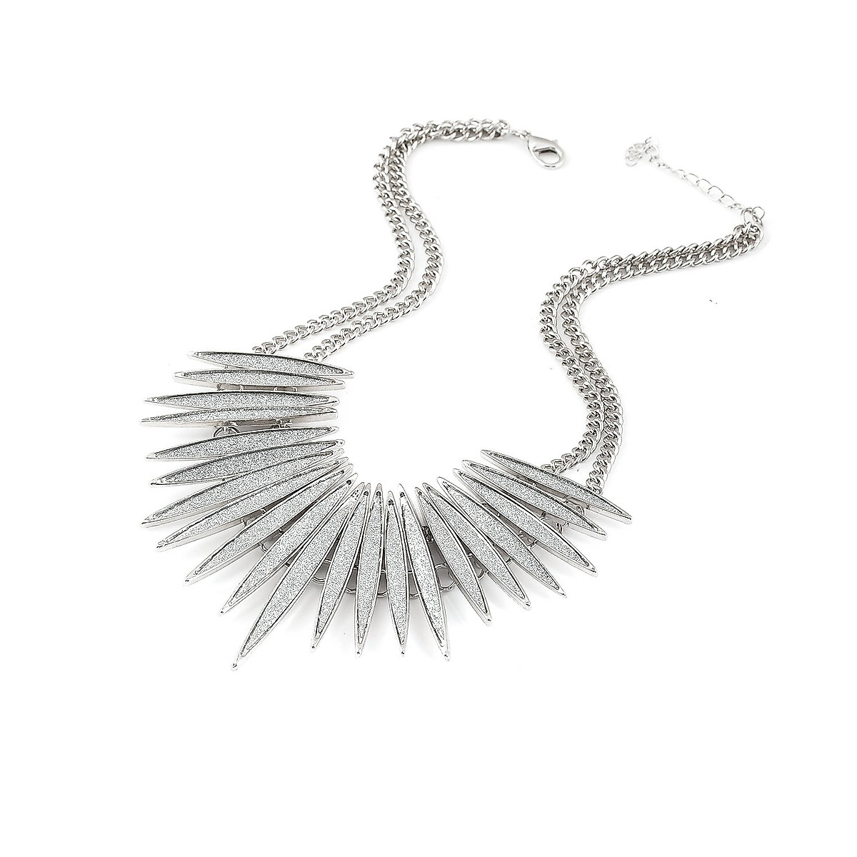 MOLOCH Sparkling Druzy Leaf Choker Necklace Fashion Gold-Tone Collar Necklace Bib Statement Chunky Tribal Necklace Woman Jewelry (silver)