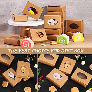 60 Pack Soap Boxes for Homemade Soap Kraft Soap Making Supplies Soap Box with Window Soap Packaging Boxes Oval Window Box for Bakery Candy Party Treats, 3.8 x 2.8 x 1.2 Inch (Black)