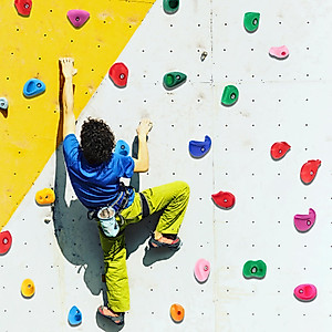 Liliful 64 Pcs Rock Climbing Hold Set Kids Rock Wall Climbing Kit Adult Mix Colored Grip with Mounting Hardware Wrenches for Outdoor Indoor Playground Backyard Back to schooll Gift