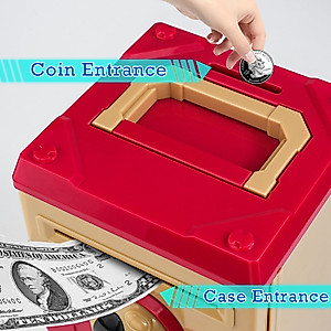 Cargooy Mini ATM Piggy Bank ATM Machine Best Gift for Kids,Electronic Code Piggy Bank Money Counter Safe Box Coin Bank for Boys Girls Password Lock Case