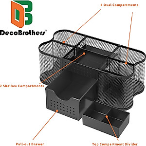 DecoBros Desk Supplies Organizer Caddy, Black