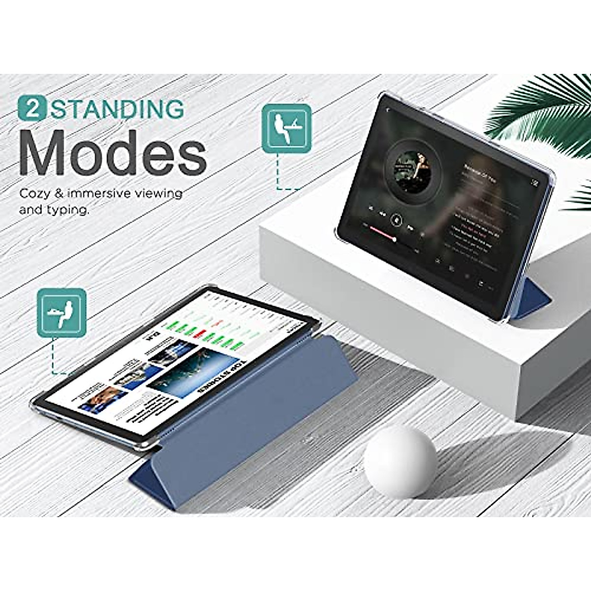 MoKo Case Fits All-New Kindle Fire HD 10 & 10 Plus Tablet (11th Generation, 2021 Release) 10.1" - Slim PU Leather Trifold Stand Cover Frosted Hard Back Shell with Auto Wake/Sleep, Indigo