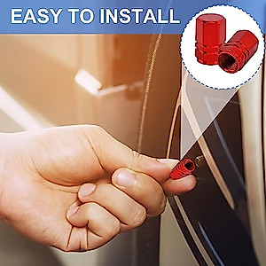 Valve Stem Caps, Car Tire Valve Caps, 12 Pcs Aluminum Alloy Leakproof Universal Wheel Valve Stem Covers for Vehicle Truck Motorcycle Bike(Red)