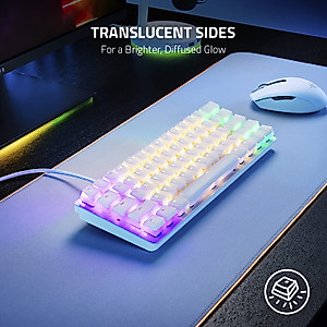 Razer Phantom Keycap Upgrade Set: Unique Stealth Design - Translucent Sides - Bottom-Lasered Legends - Keycap Removal Tools & Stablizers - Universal Compatiability - White
