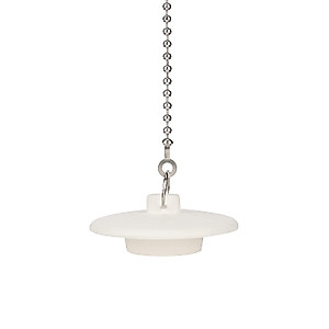 2 Packs Tub Stopper, Rubber Bathtub Stoppers Drain Plug with 15" Stainless Steel Beaded Chain, Premium Bathroom Plug Fit for 1.5" to 2" Kitchen Sink, Bathroom Bath tub, Drain Stopper, White