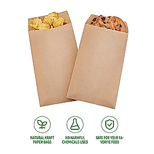 SEMNOZ 200 Pack Small Paper Bags, Natural Mini Brown Paper Bags 3.5 x 5.5 Inches, Tiny Kraft Paper Treat Bags for Cookies, Sandwiches, Snacks, Bakery, Popcorn, Candy, Gift, Party Favors