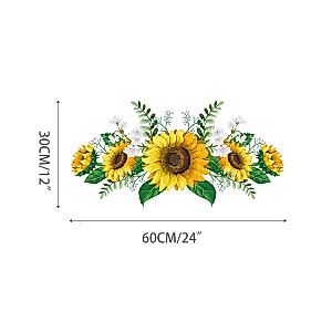 Daisy Sunflower Wall Decal Stickers,Yellow Daisy Sunflower Stickers with Green Leaves, Peel and Stick Removable Flower Stickers for Nursery Kids Room Living Room