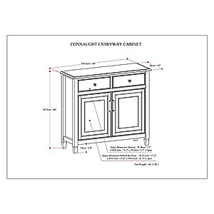 SIMPLIHOME Connaught Traditional Entryway Storage Cabinet, 40 inch Wide, Rectangle in Distressed Grey