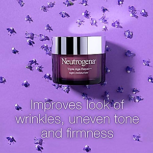 Neutrogena Triple Age Repair Anti-Aging Night Cream with Vitamin C; Fights Wrinkles & Even Tone, Dark Spot Remover & Firming Anti-Wrinkle Face & Neck Cream; Glycerin & Shea Butter, 1.7 oz