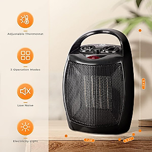 Antarctic Star Space Heater,Electric Portable Heater Fan for Indoor Use 1500W/750W ETL Certified Ceramic Small Mini Heater with Thermostat, Home Dorm Office Desktop and kitchen,BLACK