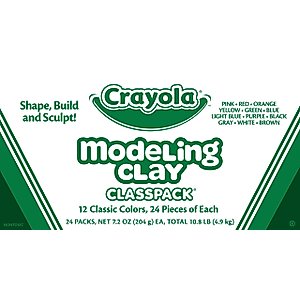 Crayola Modeling Clay Classpack (24 Packs), Bulk Modeling Clay for Kids, 12 Colors, Nontoxic, Classroom Supplies for Kids Arts & Crafts