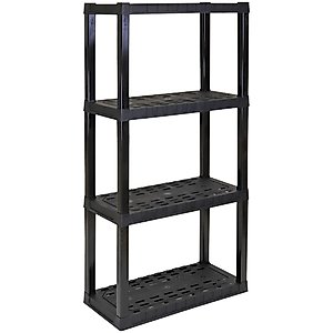 Koolatron 4-Tier Shelving Unit, 57 Fixed Height, Medium Storage Organizer for Home, Garage, Basement, Shed and Laundry Room, 14" W x 30" D x 57" H, Made with Recycled Materials, Matte Black
