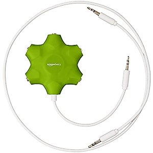 Amazon Basics 5-Way Multi Headphone Audio Splitter Connector, Lime Green