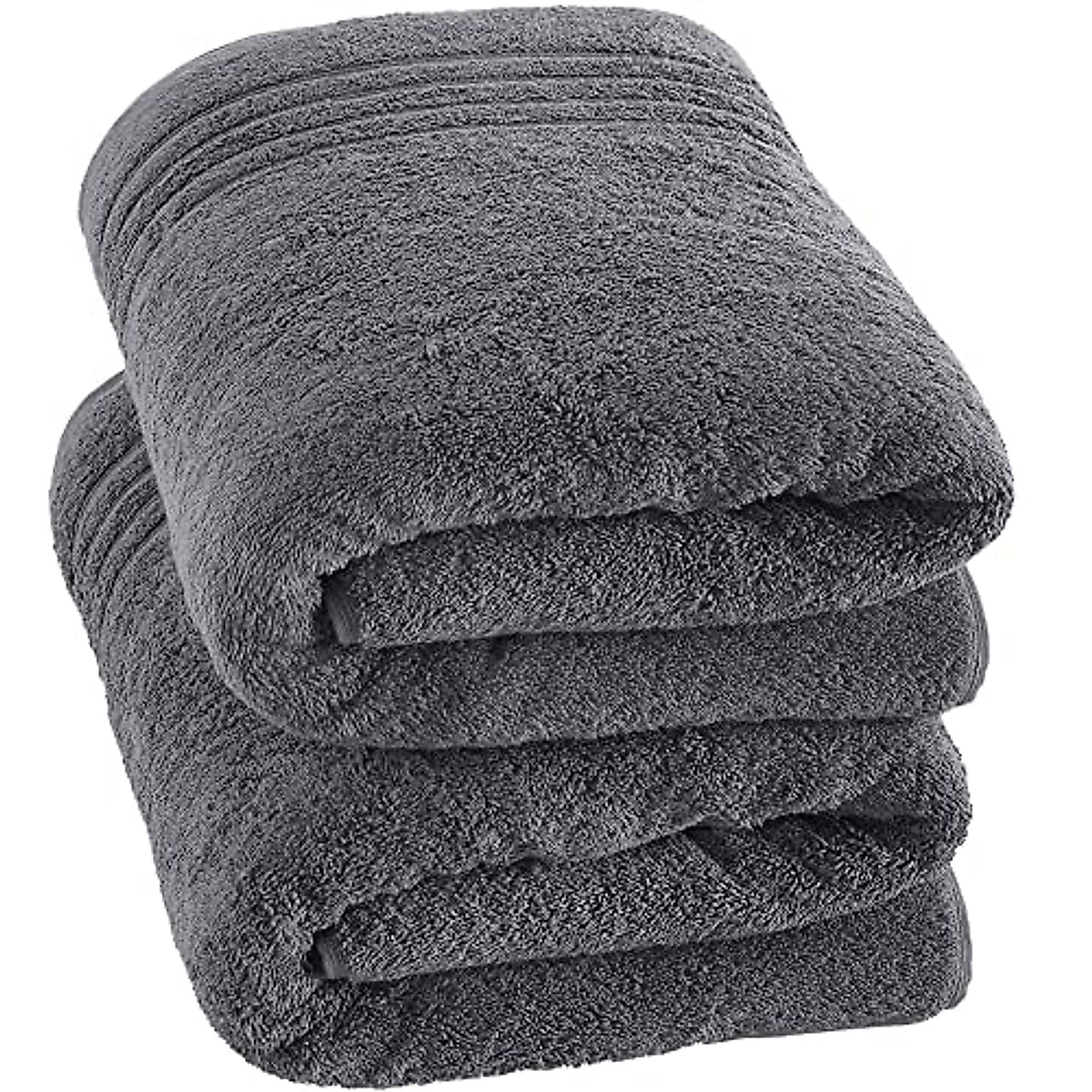 Hammam Linen Bath Sheet Towels 6 Pieces Bundle | Includes: 2 Luxury Bath Sheet Towels, 4 Hand Towels | Quality, Soft Towel Set | Grey