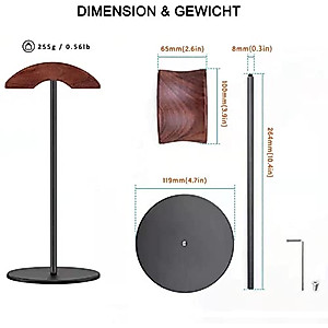 Headphone Stand Holder with Premium Walnut Wood Headrest,Headset Stand Hanger Hook for Desk with Solid Heavy Base for All Headphone Sizes