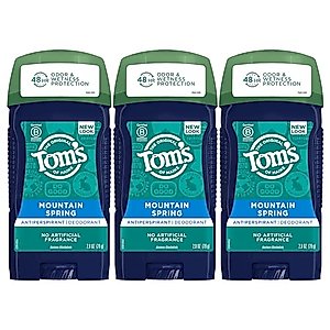 Tom's of Maine Antiperspirant Deodorant for Men, Mountain Spring, 2.8 oz. 3-Pack