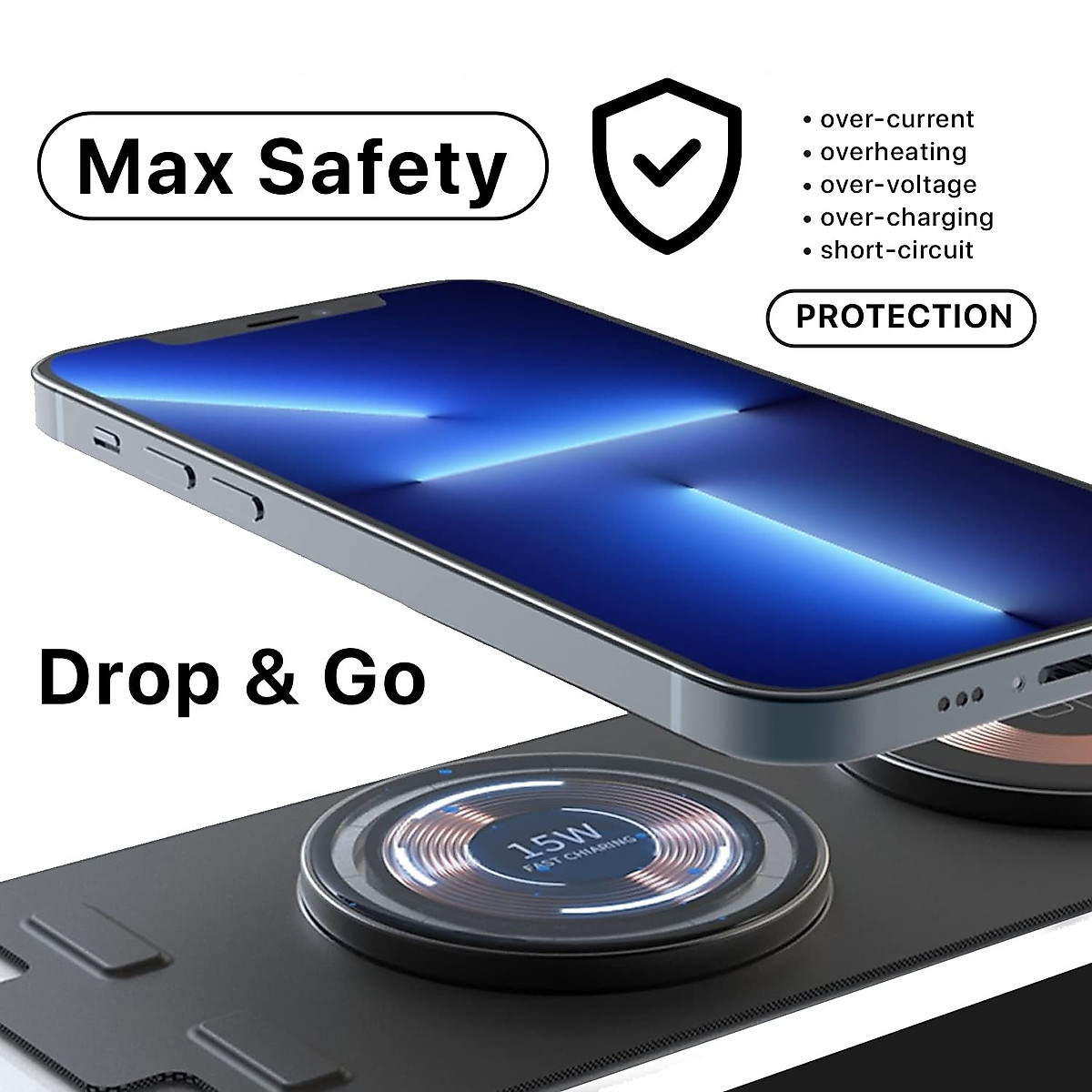 Dual 15W 3 in 1 Charging Station | iPhone Watch Airpods Charging Station | | Charging Station for iPhone 11 and Later iWatch, Airpods & Qi Phones