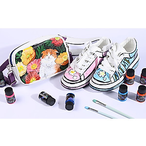 ARTME Acrylic Leather Paint Set, 20 Colors x 30ml Acrylic Leather Dye Kit Perfect for Shoes, Sneakers, Jackets, Leather Sofa, and Car Seat