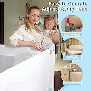 Letmudla Bed Rail for Toddlers,78.7'' Sturdy Toddler Bed Rail,Seamless Bed Rail, Baby Bed Rail Guard with Double Safety Lock,Bed Guard for Twin Double Full Size Queen & King Bed (Pack of 1)