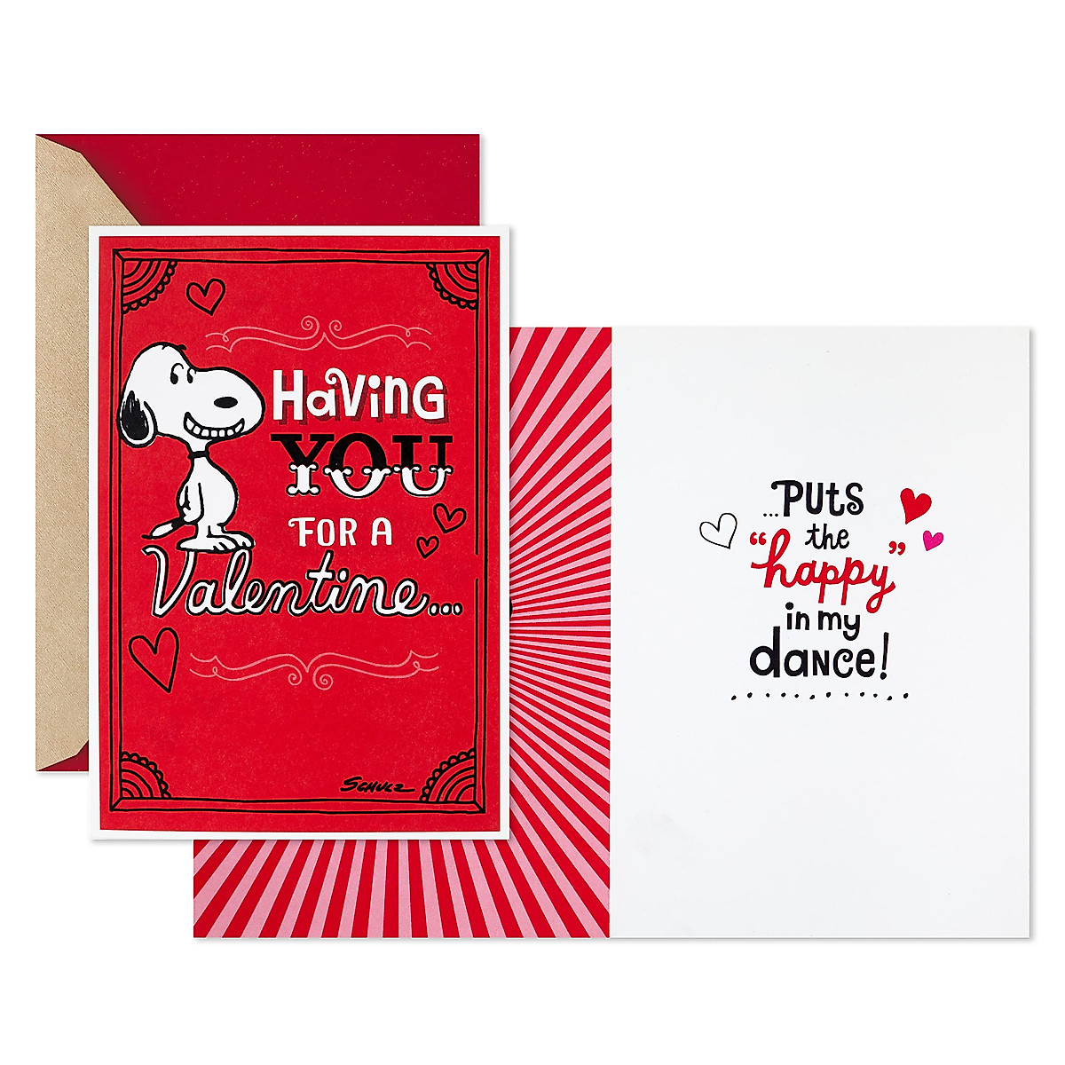 Hallmark Pack of 3 Peanuts Valentines Day Cards (Snoopy and Charlie Brown)