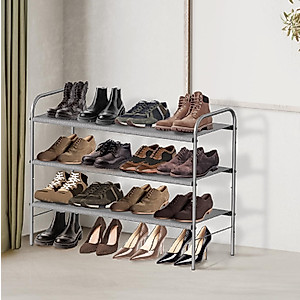 Simple Houseware 3-Tier Shoe Rack Storage Organizer, Grey