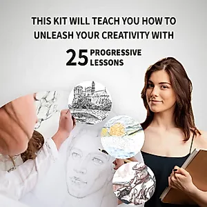 SpiceBox Adult Drawing Sketching Kit, Learn to Draw, How to Sketch Books, Art Hobby Kits for Adults, Sharks and Sea Creatures