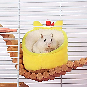 SAWMONG Hamster Mini Bed, Warm Small Pets Animals House Bedding, Lightweight Cotton Sofa for Dwarf Hamster