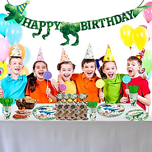 RS 50 Pieces Dinosaur Cellophane Bags Party Candy Dino Theme Birthday Goodie Treat with 50PCS Twist Ties for Supplies for Baby Shower