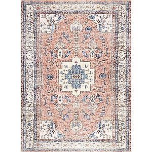 nuLOOM Eleanor Machine Washable Distressed Medallion Area Rug, 5' x 8', Multi