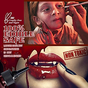 3Pcs Halloween Fake Blood Makeup Kit Realistic SFX Makeup Set - Blood Spray 2.03oz + Coagulated Blood 1.06oz + Dripping Blood 2.03oz, Edible Washable Special Effects Faux Blood for Zombie Vampire