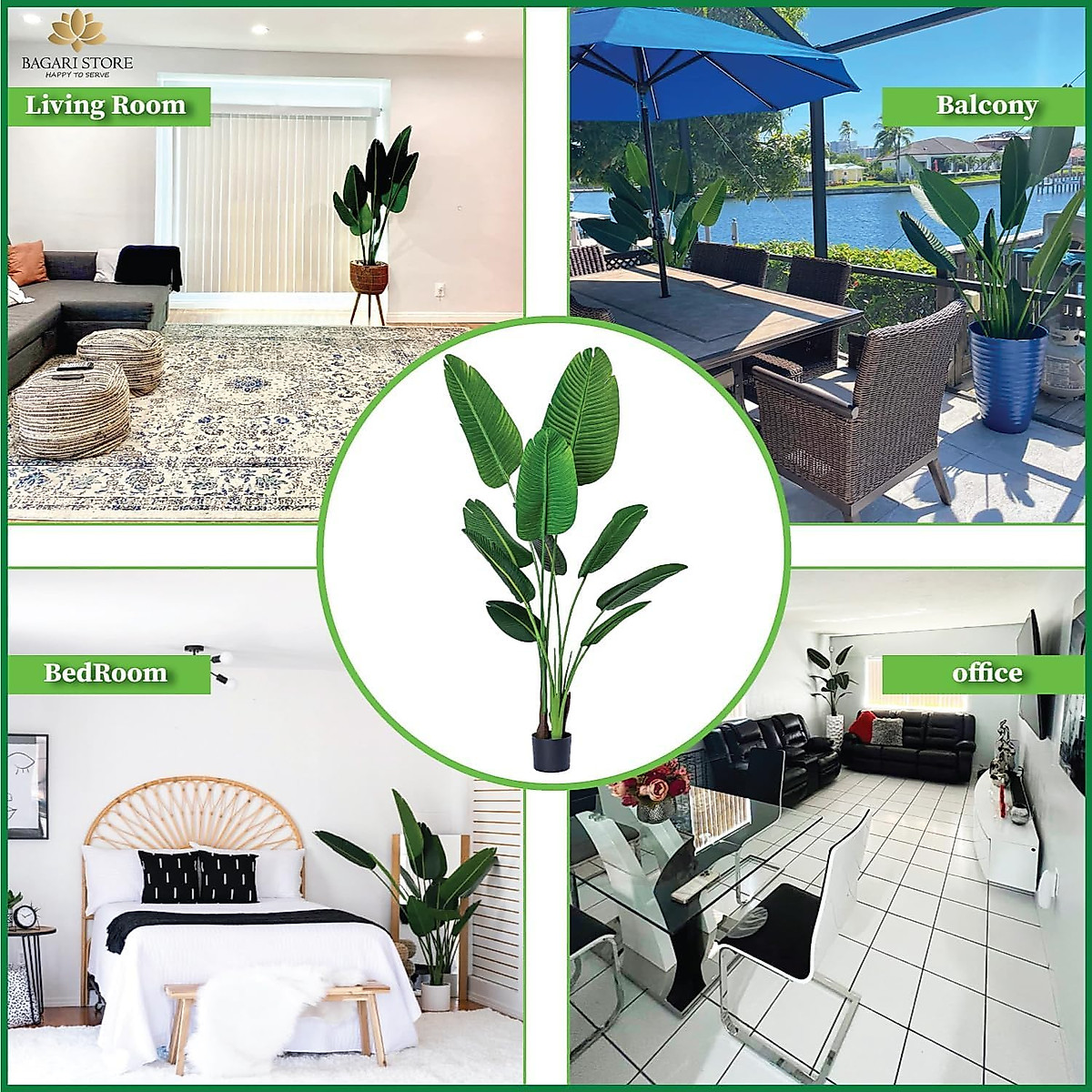 One 5 Foot Artificial Silk Bird of Paradise Palm Tree Potted Plant