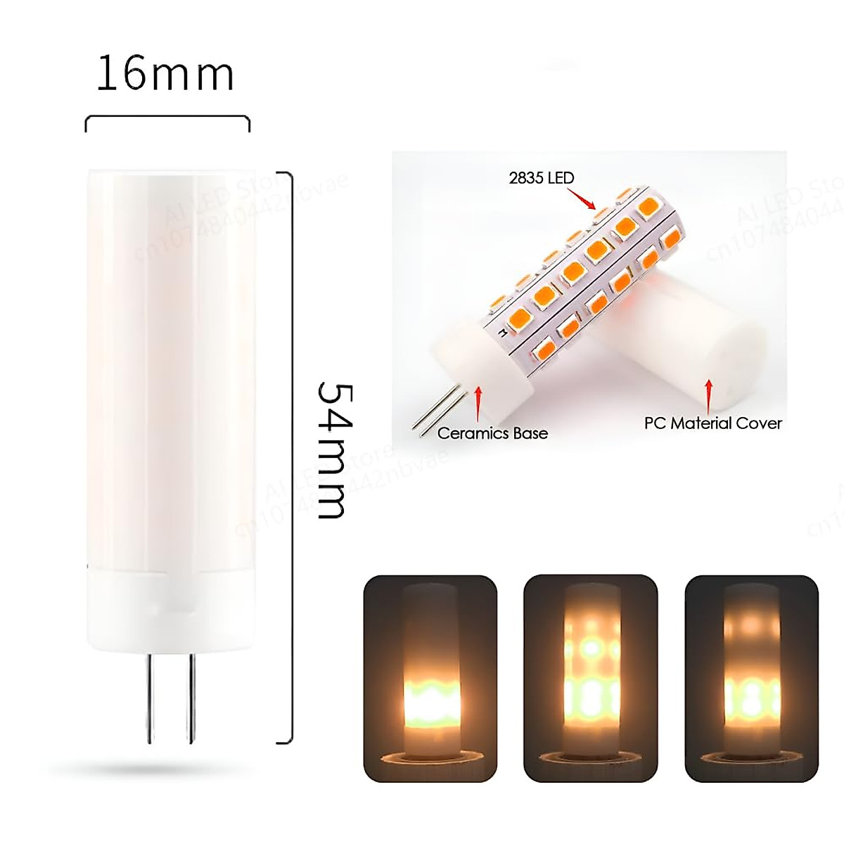 6-Pack G4 LED Flame Effect Light Bulb 3W DC 12V 220 Lumen ,Flame Light Bulbs , Fire Light Bulb,Flicker LED Flaming Bulb