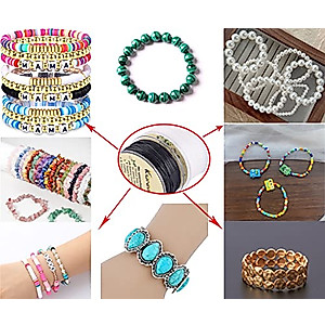 KONMAY 2 Rolls 0.8mm Flat Stretchy Bracelet Strings with Organizing Case, 180 Yards Black and White Crystal Elastic Thread Cord for Jewelry Bracelets Making and Beading