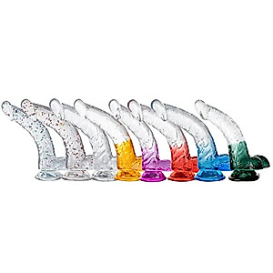 9.5 Inch Realistic Dildo, Body-Safe Material Lifelike Huge Penis with Strong Suction Cup for Hands-Free Play, Flexible Cock with Curved Shaft and Balls for Vaginal G-spot and Anal Play