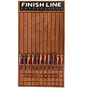 FINENI Horse Racing Game for Adults, Horse Race Board Game with 11 Luxurious Metal Horses (Gold, Silver, Black, Rose Gold), 22” Cherry Wood Horse Race Game Board, Dice & RoseGoldCard Included (Cherry)