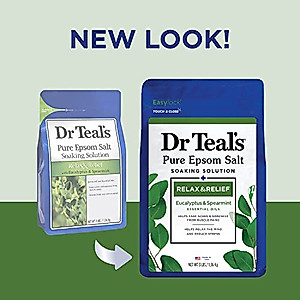 Dr Teal's Salt Soak with Pure Epsom Salt, Relax & Relief with Eucalyptus & Spearmint, 3 lbs
