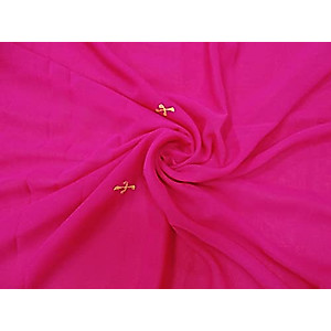 Peegli Indian Vintage Pink Embroidered Textile Georgette Home Decorative Cloth Art Décor DIY Fabric