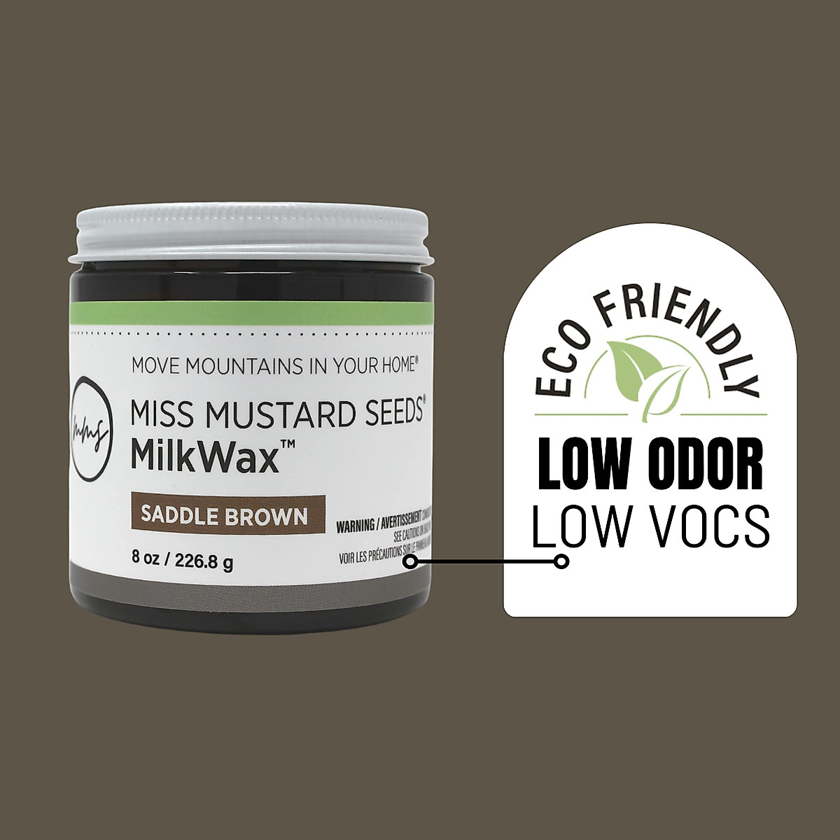 Miss Mustard Seed's MilkWax - Wax for Furniture, Wood, Cabinets, and Walls, Premium Quality, Low Odor (Saddle Brown, 8 oz)