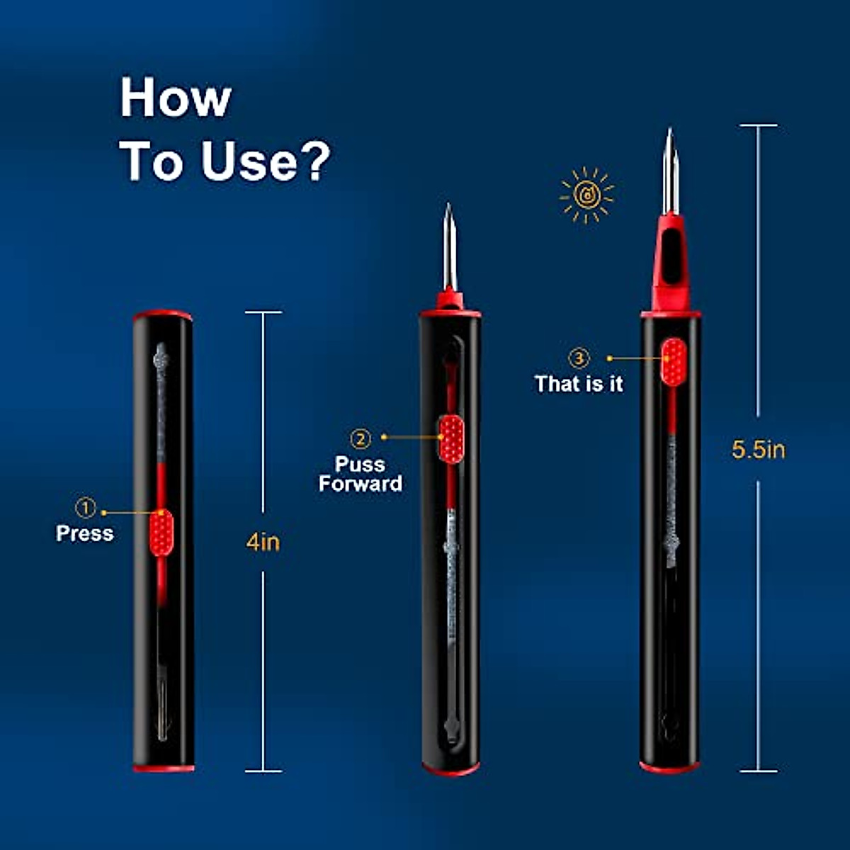 Bluetooth Earbuds Cleaning Pen 3 in 1 Cleaner Kit Earphone Brush, Multi-Function Portable Soft Cleaning Brush Pen Tools for Airpods Pro 1 2 3 Camera Lens Phone in-Ear Headphones Case（Black）