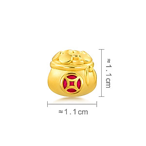 CHOW SANG SANG 999 24K Solid Gold Money Bag Charm Blessing Bracelet for Women 91504C