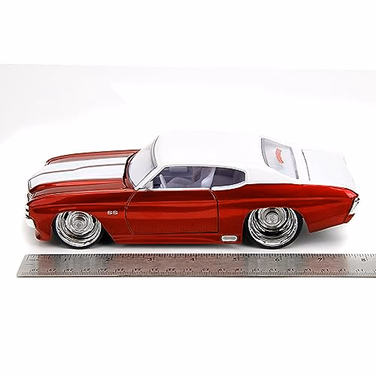 Big Time Muscle 1:24 1971 Chevy Chevelle Die-Cast Car, Toys for Kids and Adults(Red/White)