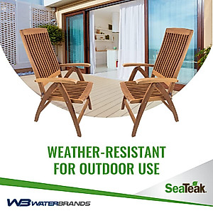 SeaTeak Weatherly Teak Folding Chair - 6-Position Foldable Chair - Weatherproof, Portable Teak Armchair for Boat Deck, Patio, Camping, Outdoors