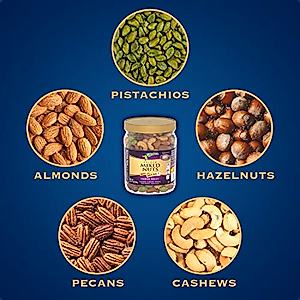 PLANTERS Deluxe Mixed Nuts with Sea Salt, 27 oz. Resealable Container - Variety Mixed Nuts Snacks with Cashews, Almonds, Pecans, Pistachios & Hazelnuts - Energy Boost - Kosher