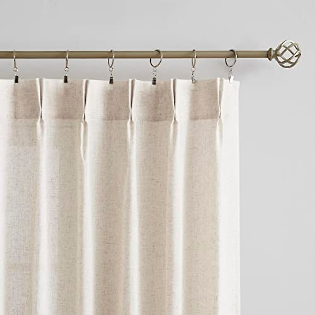 Vision Home Natural Pinch Pleated Semi Sheer Curtains Textured Linen Blended Light Filtering Window Curtains 108 inch for Living Room Bedroom Pinch Pleat Drapes with Hooks 2 Panels 42" Wx108 L