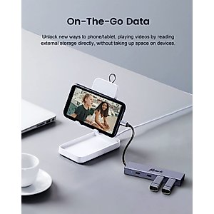 USB C Hub, 4 Port 10Gbps USB C to USB Adapter USB 3.1 Hub GEN2, USB C Splitter Thunderbolt 3 Compatible, PD100W Powered USB C Hub, USB-C Hub for Laptop, Mobile, Tablet, PC